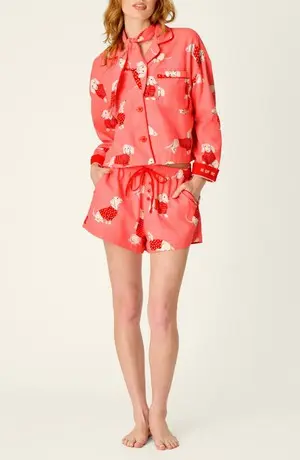 PJ SALVAGE Flannel Short Pajamas - Conch Shell