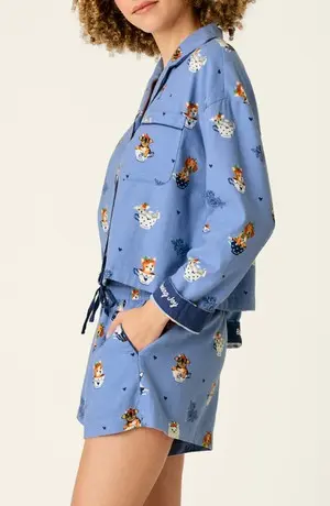 PJ SALVAGE Flannel Short Pajamas - Denim