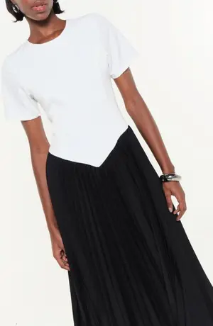THE LULO PROJECT Fortaleza Colorblock Pleated A-line Midi Dress