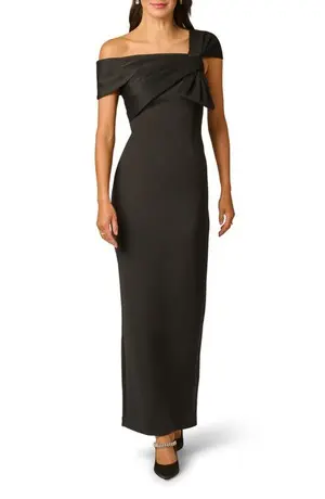 Adrianna Papell Bow Neckline Scuba Column Gown