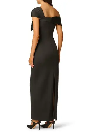 Adrianna Papell Bow Neckline Scuba Column Gown
