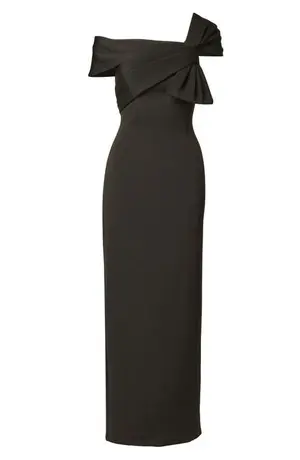 Adrianna Papell Bow Neckline Scuba Column Gown