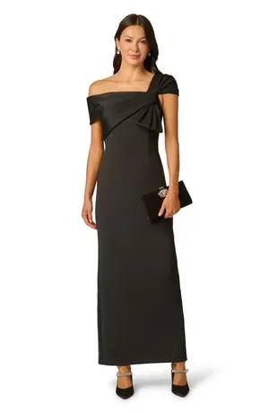 Adrianna Papell Bow Neckline Scuba Column Gown