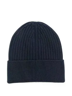 MONCLER GRENOBLE Logo-patch Ribbed-knit Beanie Hat - Blue