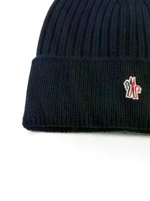 MONCLER GRENOBLE Logo-patch Ribbed-knit Beanie Hat