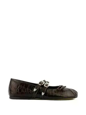 POSA Vita Ballerina Western Croc-effect Buckled Ballet Flats
