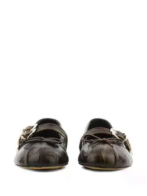 POSA Vita Ballerina Western Croc-effect Buckled Ballet Flats