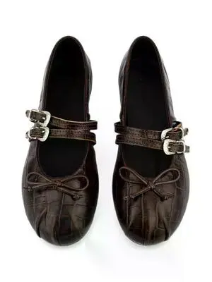POSA Vita Ballerina Western Croc-effect Buckled Ballet Flats