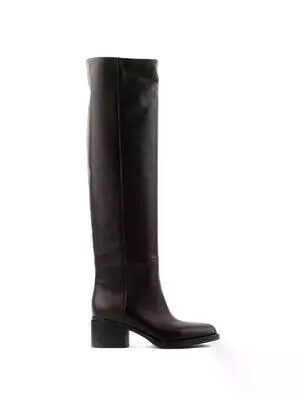 Elena Iachi Square-toe Leather Boots - Brown