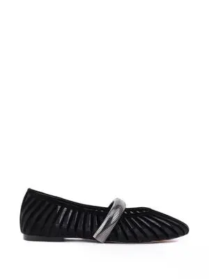 Lola Cruz Alexa Striped Ballet Flats - Black
