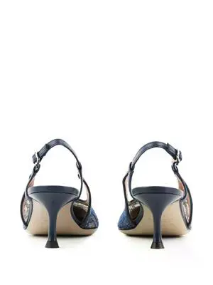 MOROBÉ Delilah Lace-panel Slingback Pumps