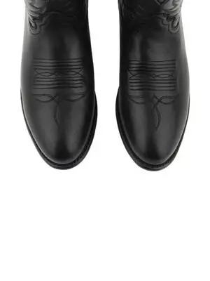 PAUL WARMER Kansas Leather Cowboy Boots - Black