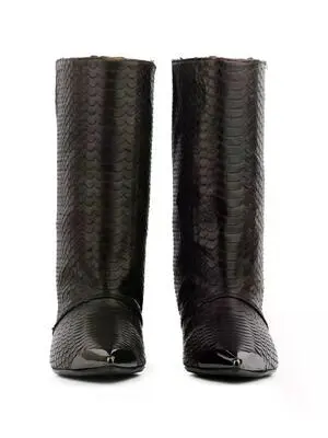 ROTUE Python-print Pointed-toe Ankle Boots