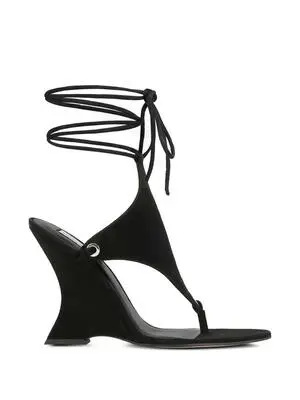 NAKED WOLFE Rampage Lace-up Wedge Pumps - Black