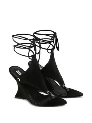 NAKED WOLFE Rampage Lace-up Wedge Pumps