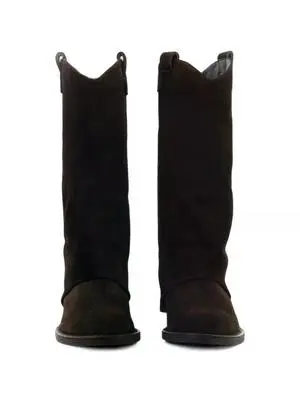 PAUL WARMER Suede Gaiter-overlay Knee-high Boots