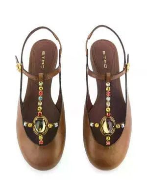 Etro Embellished T-bar Slingback Ballet Flats