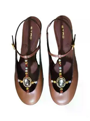 Etro Embellished T-bar Slingback Ballet Flats