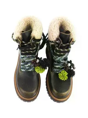 Elena Iachi Lace-up Shearling-trim Boots