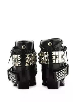 Elena Iachi Petra Stud-embellished Biker Boots - Black