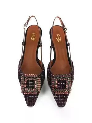 PAUL WARMER Crystal-embellished Boucle Pumps