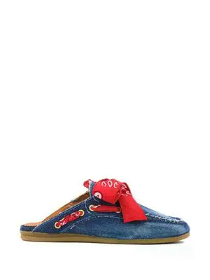 TORAL SHOES Killian Bandana-detail Denim Mules - Blue