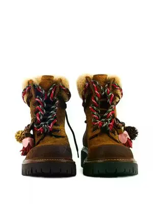 Elena Iachi Pom-pom Lace-up Ankle Boots