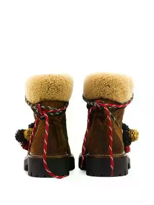 Elena Iachi Pom-pom Lace-up Ankle Boots