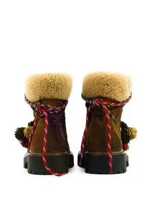 Elena Iachi Pom-pom Lace-up Ankle Boots
