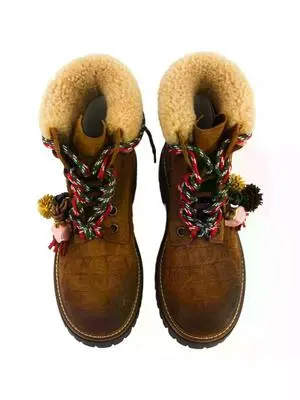 Elena Iachi Pom-pom Lace-up Ankle Boots
