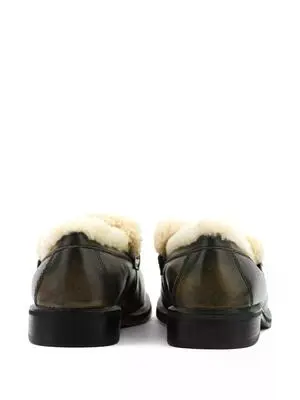 TORAL SHOES Shearling-trim Leather Loafers