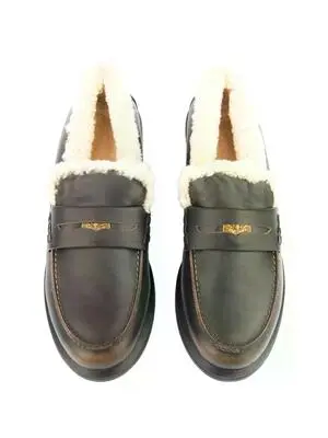 TORAL SHOES Shearling-trim Leather Loafers