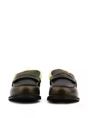 TORAL SHOES Shearling-trim Leather Loafers
