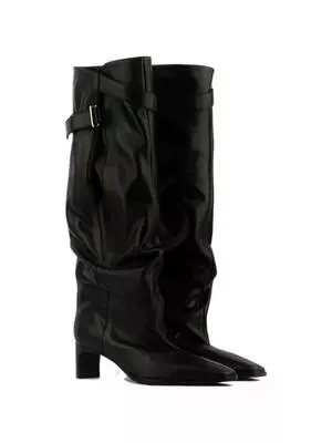 Elena Iachi Slouchy Buckled Boots - Black