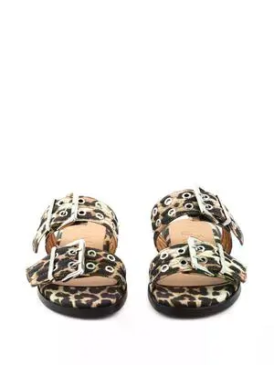 GANNI Leopard-print Buckle-fastening Sandals