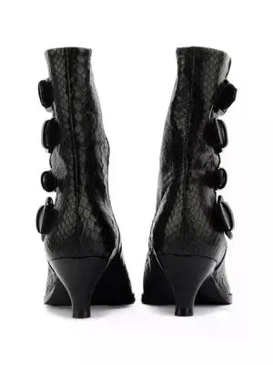 Elena Iachi Multi-buckle Snake-print Ankle Boots