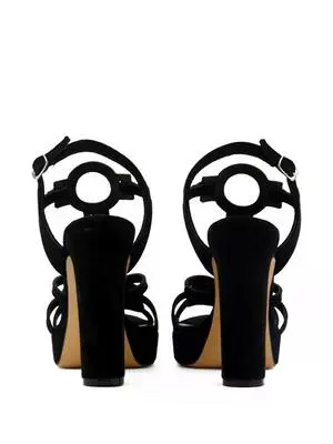 PAUL WARMER Paris Suede Heeled Sandals - Black