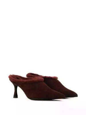 GUGLIELMO ROTTA Shearling-trim Suede Mules