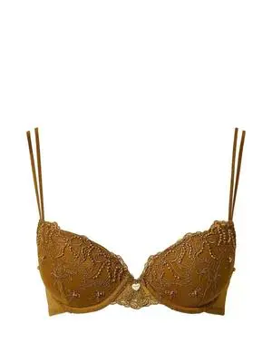 TWINSET Embroidered Tulle Push-up Bra With Bows - Neutrals