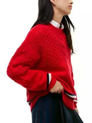 TOMMY HILFIGER Cable-knit Striped Sweater