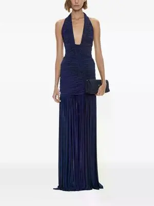 Christopher Esber Orion Ruched Halterneck Maxi Dress - Blue