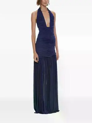 Christopher Esber Orion Ruched Halterneck Maxi Dress - Blue