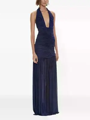 Christopher Esber Orion Ruched Halterneck Maxi Dress - Blue