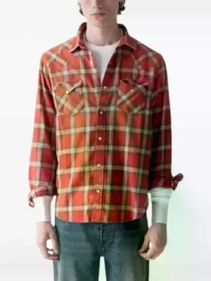 CARTER YOUNG Plaid Flannel Western Shirt - Red