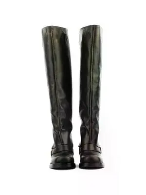 Elena Iachi Buckled Leather Boots - Black