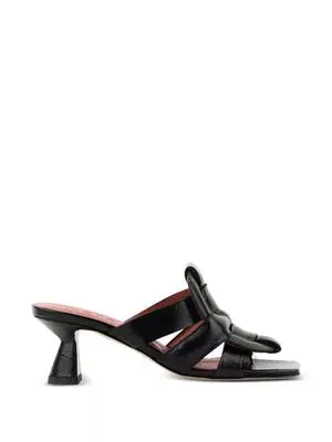 MOROBÉ Crocodile-embossed Leather Heeled Sandals