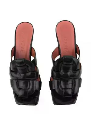 MOROBÉ Crocodile-embossed Leather Heeled Sandals