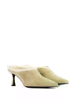 GUGLIELMO ROTTA Shearling-trim Suede Pumps - Neutrals
