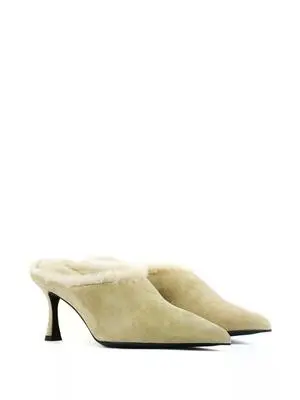 GUGLIELMO ROTTA Shearling-trim Suede Pumps - Neutrals