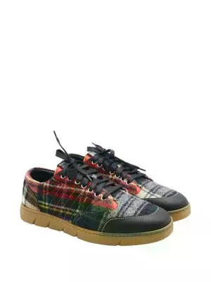 Loewe Plaid Leather-trim Sneakers
